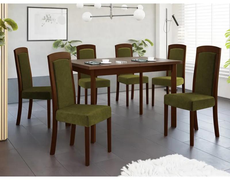 Rozkládací stůl se 6 židlemi - AL26, Barva dřeva: ořech-L, Potah: Kronos 22