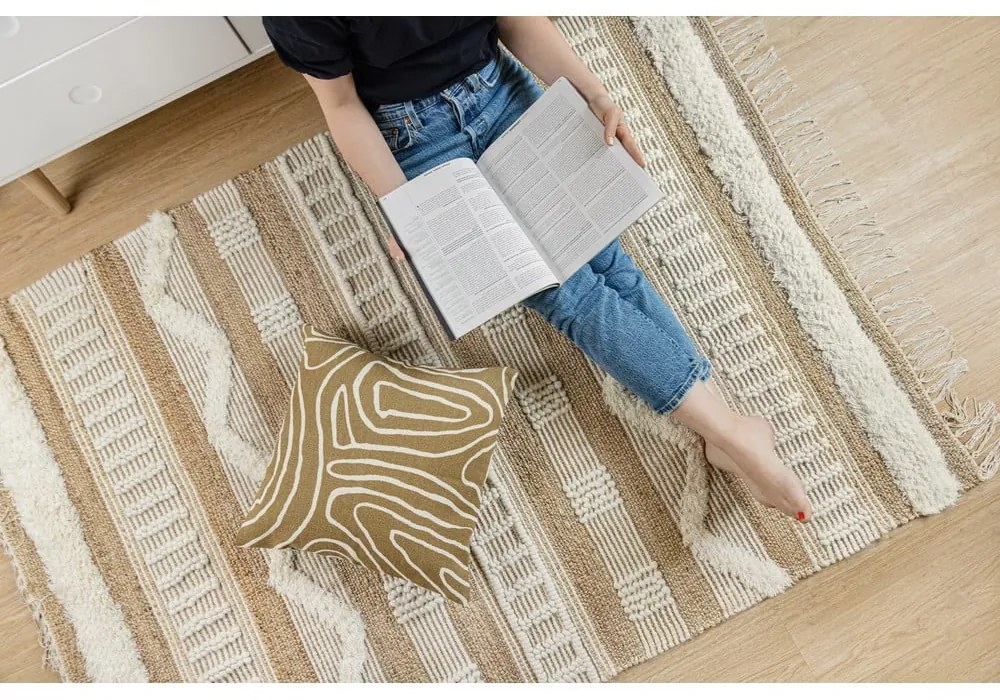 Béžový jutový koberec Flair Rugs Medina, 120 x 170 cm
