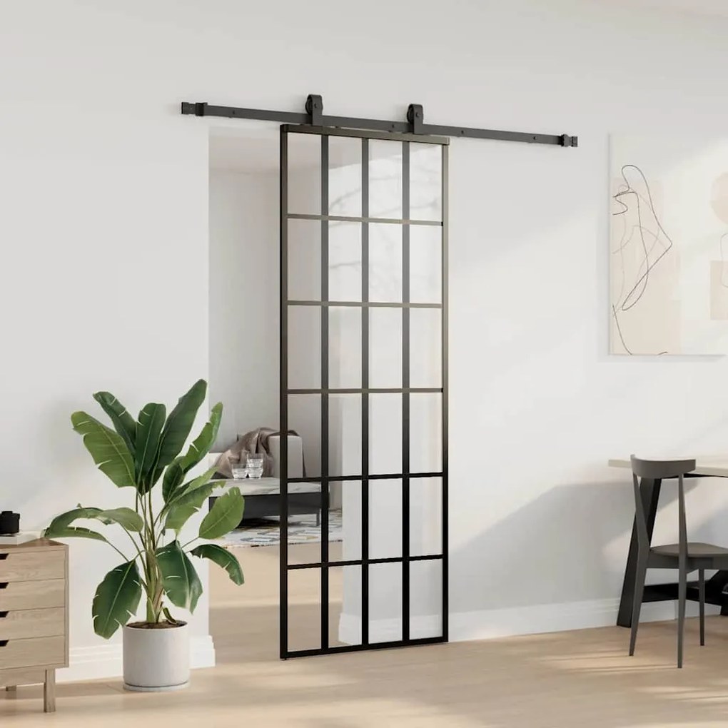 Posuvné dveře se sadou kování černé 76x205 cm ESG Glass 3375793