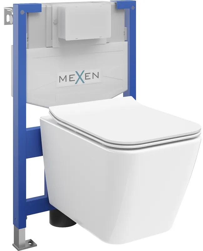 Mexen Fenix XS-F, podomítkový modul a závěsné WC Cube s pomalu padajícím sedátkem, bílá, 68030924000