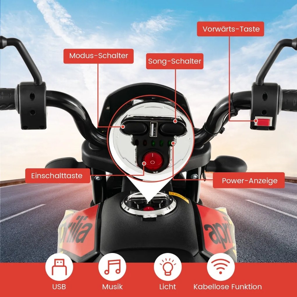 Costway 12 V Dětská elektromotocykl s tréninkovými koly licencovaná