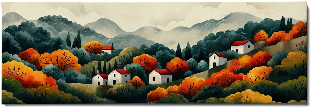 Obraz na plátně - Rostetto skryté v kopcích FeelHappy.cz Velikost obrazu: 60 x 20 cm