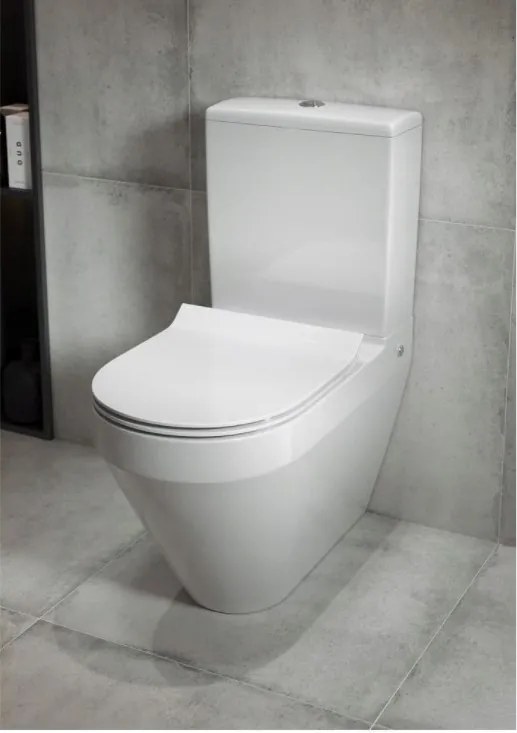 Cersanit Crea Clean On, oválná kombi mísa včetně Slim sedátka z duroplastu, bílá, K114-023