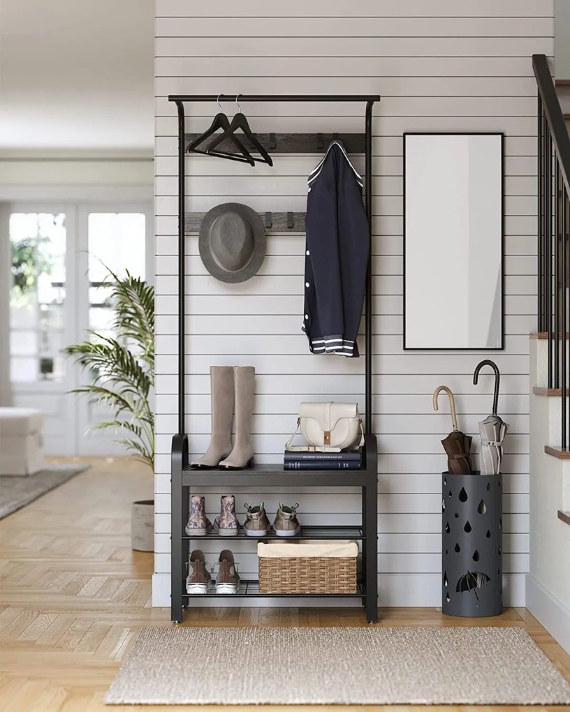 Předsíňový věšák s botníkem Lisie 72 cm tmavě šedý