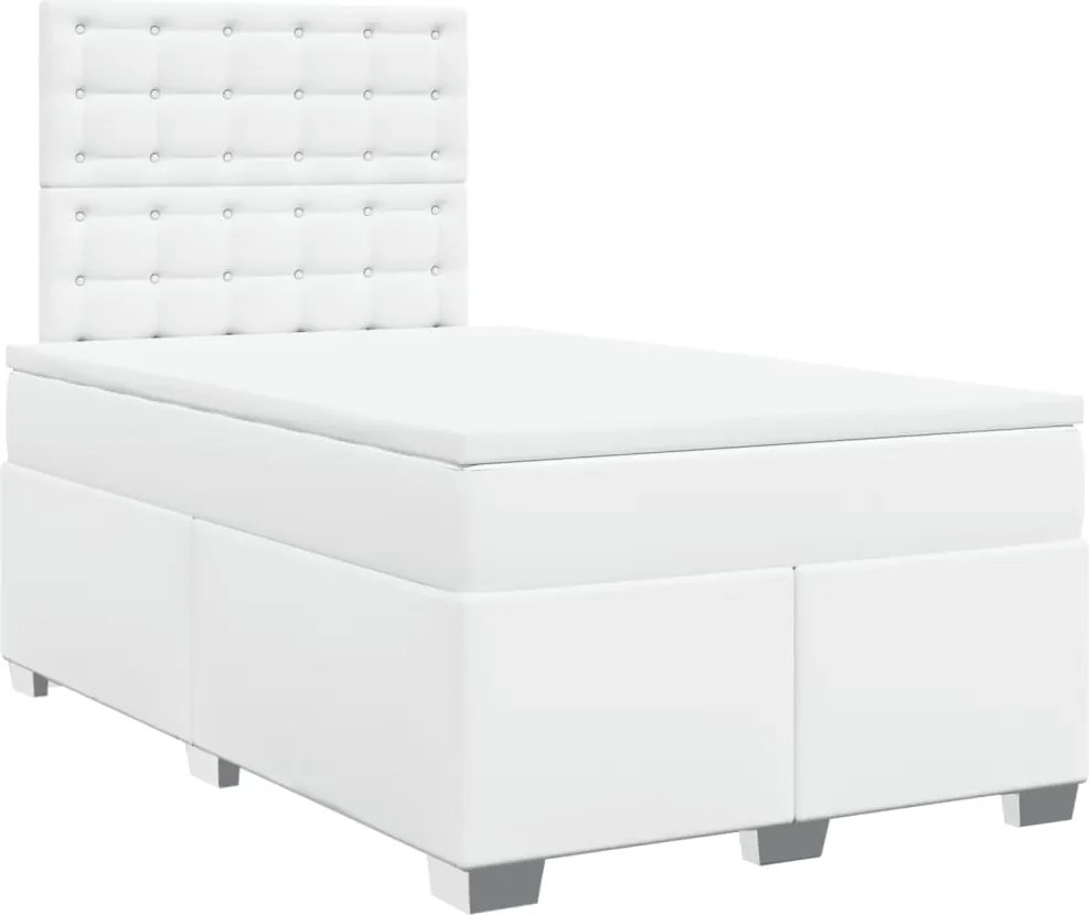 Box spring postel s matrací bílá 120x190 cm umělá kůže 3293013
