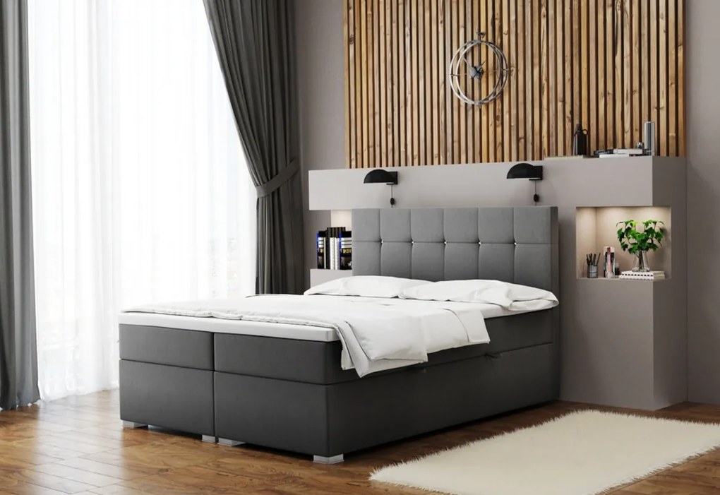 Čalouněná postel boxspring LINDT + topper, 200x200, matt velvet 93