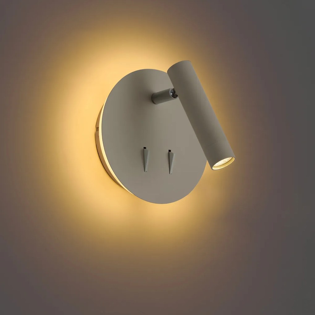 Moderní nástěnná lampa béžová včetně LED s USB-C - Croft