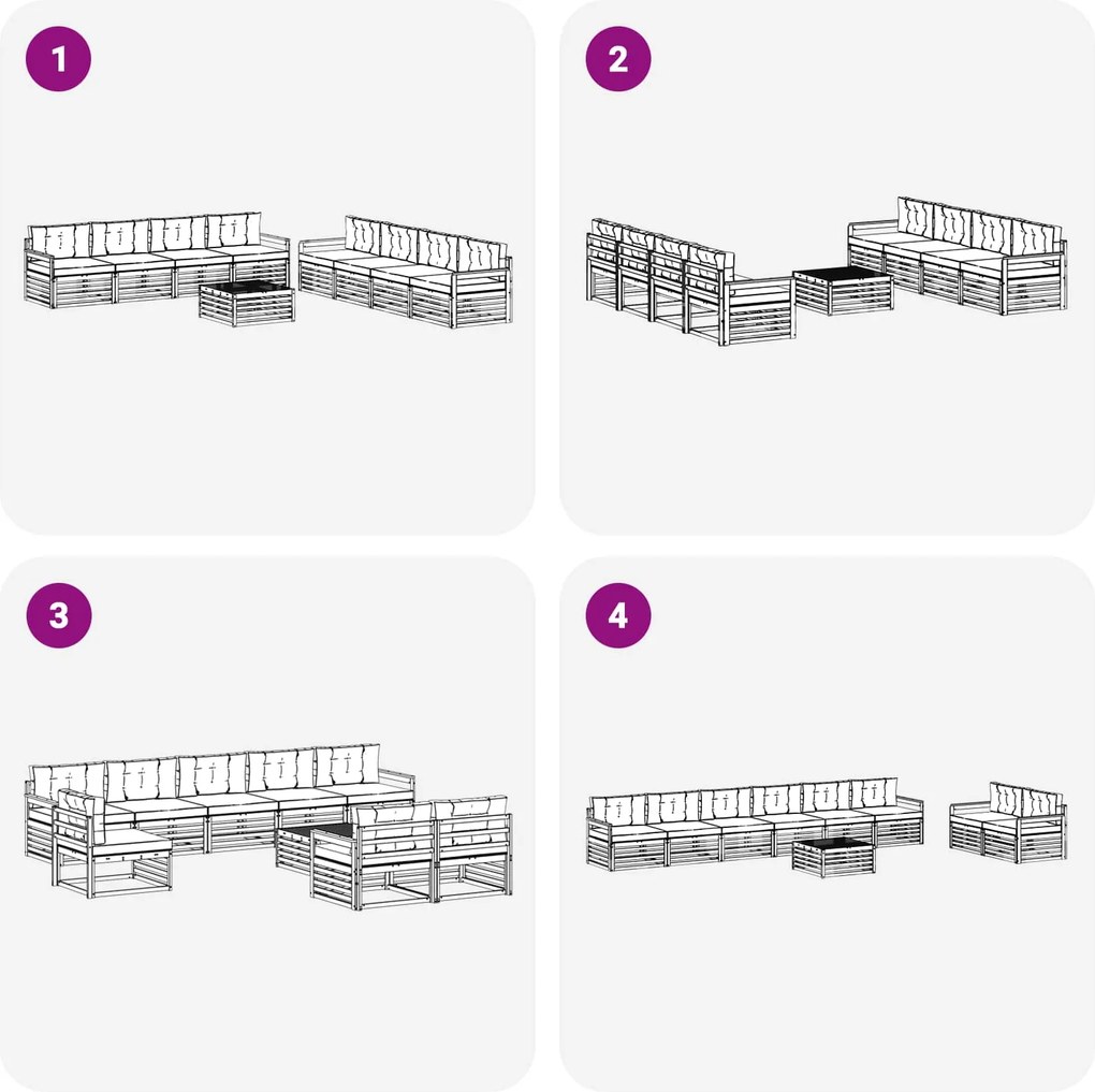 Venkovní pohovková souprava 9 ks Přirozená a Anthracitová 3373207