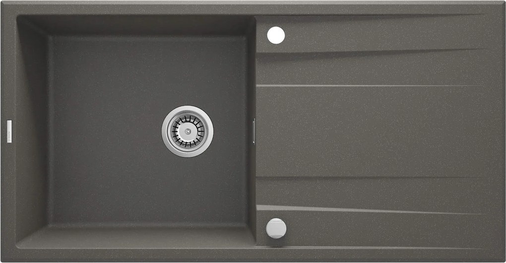 Deante Eridan, granitový dřez na desku 1000x520x203 mm Z/O, 3,5" + prostorově úsporný sifon, 1-komorový, antracitová metalíza, ZQE_T713