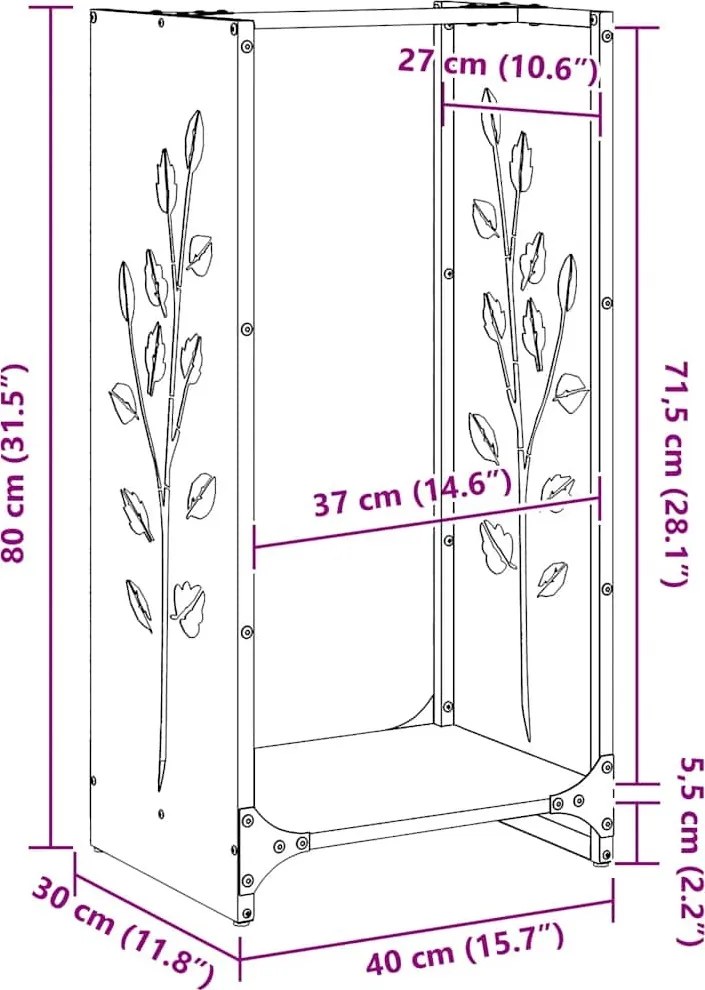 vidaXL Stojan na palivové dřevo Ocel válcovaná za studena [864223] Barva: Nerezová ocel
