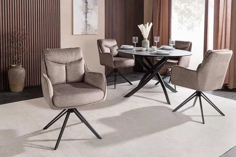 Designová otočná židle Brock taupe samet