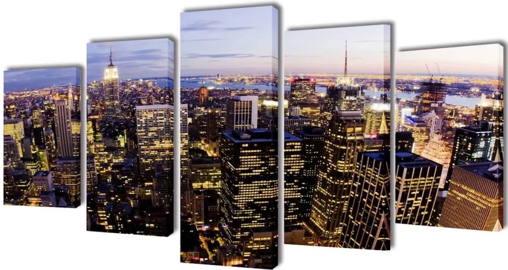 Sada obrazů, tisk na plátně, panoráma New Yorku, 200 x 100 cm 241547