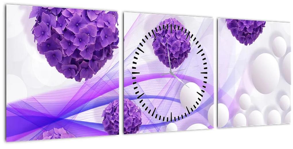 Obraz - Koule, kuličky, květy, ... (s hodinami) (90x30 cm)