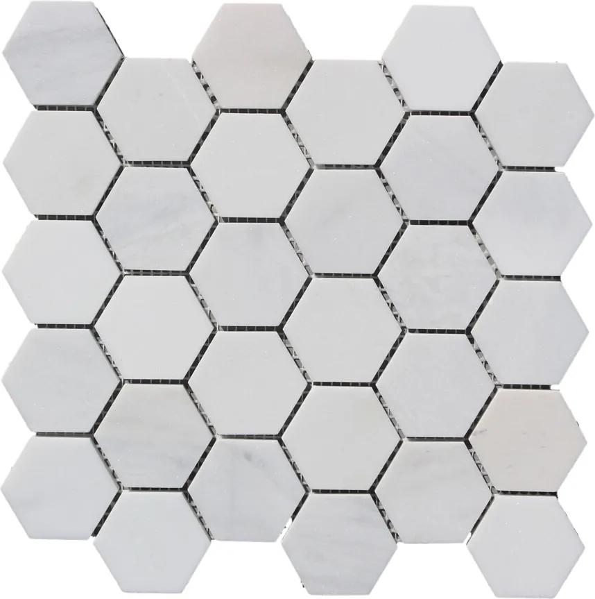 ALFIstone Kamenná mozaika z mramoru, Hexagon milky white, 30,7 x 30,5 x 0,9 cm, NH204