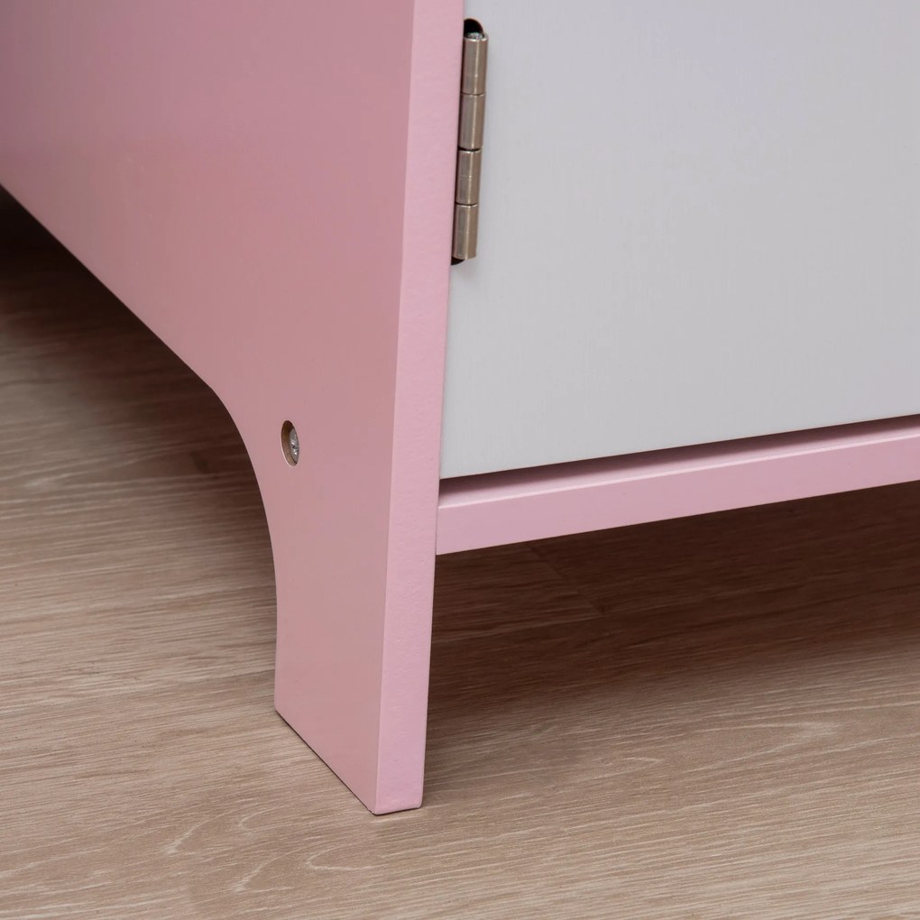 HOMCOM Dětský dřevěný stůl a židle se školní tabulí pro děti od 5 let, psací stůl 90x45x85 cm Růžová