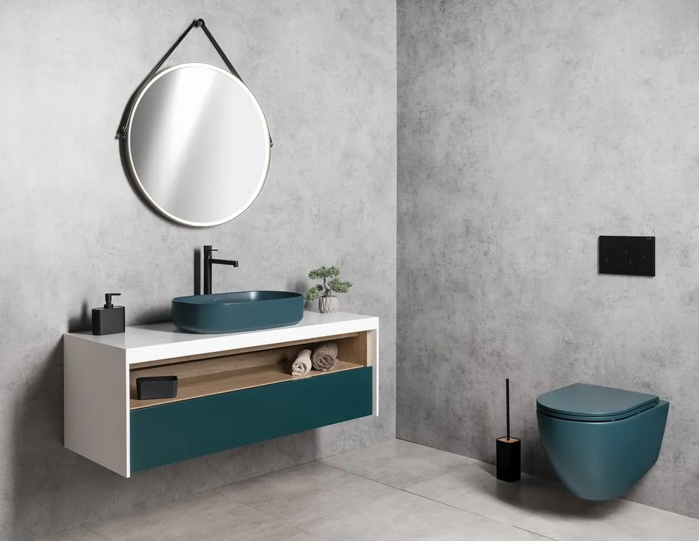 Isvea Sapho INFINITY OVAL 55 x 36 cm 10NF65055-2P umyvadlo na desku zelená petrol