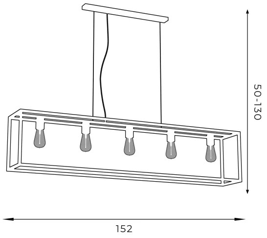 Lustr na lanku FRAME 5xE27/60W/230V černá