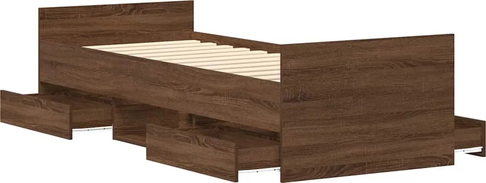 Rám postele s hlavovým a nožním čelem hnědý dub 100 x 200 cm 3203802