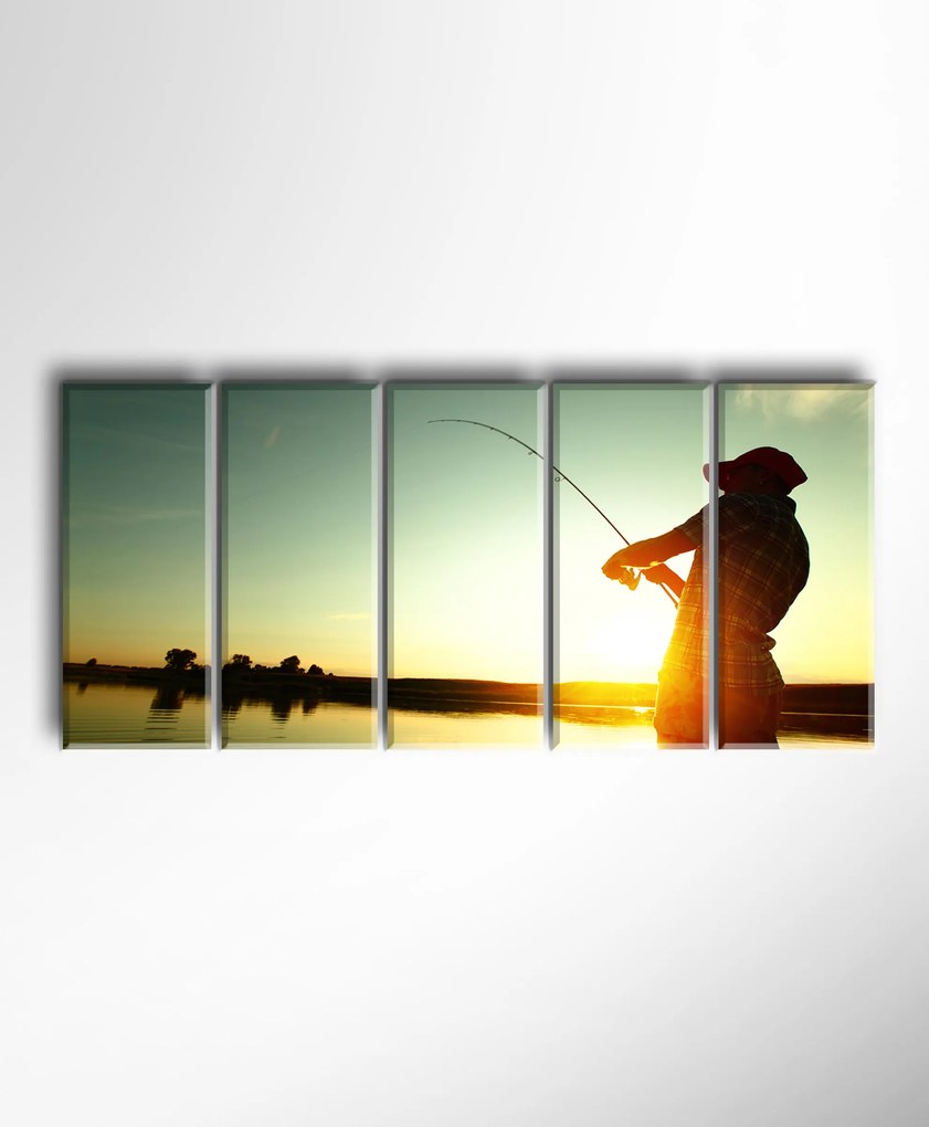 Malvis ® Obraz Rybář při úsvitu ROZMĚR (šířka x výška): čtyřdílný čtverec 80x80 cm
