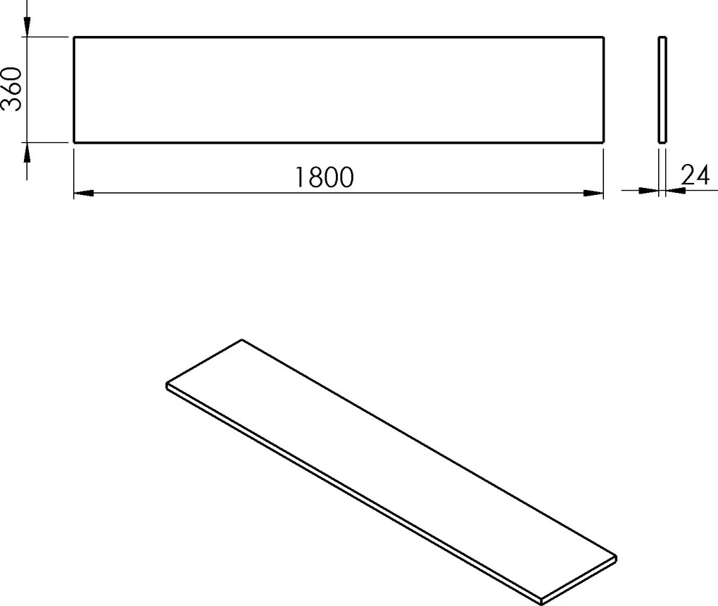 Sapho PLATO deska Rockstone 1800 x 24 x 360 mm bílá mat PL186-0101