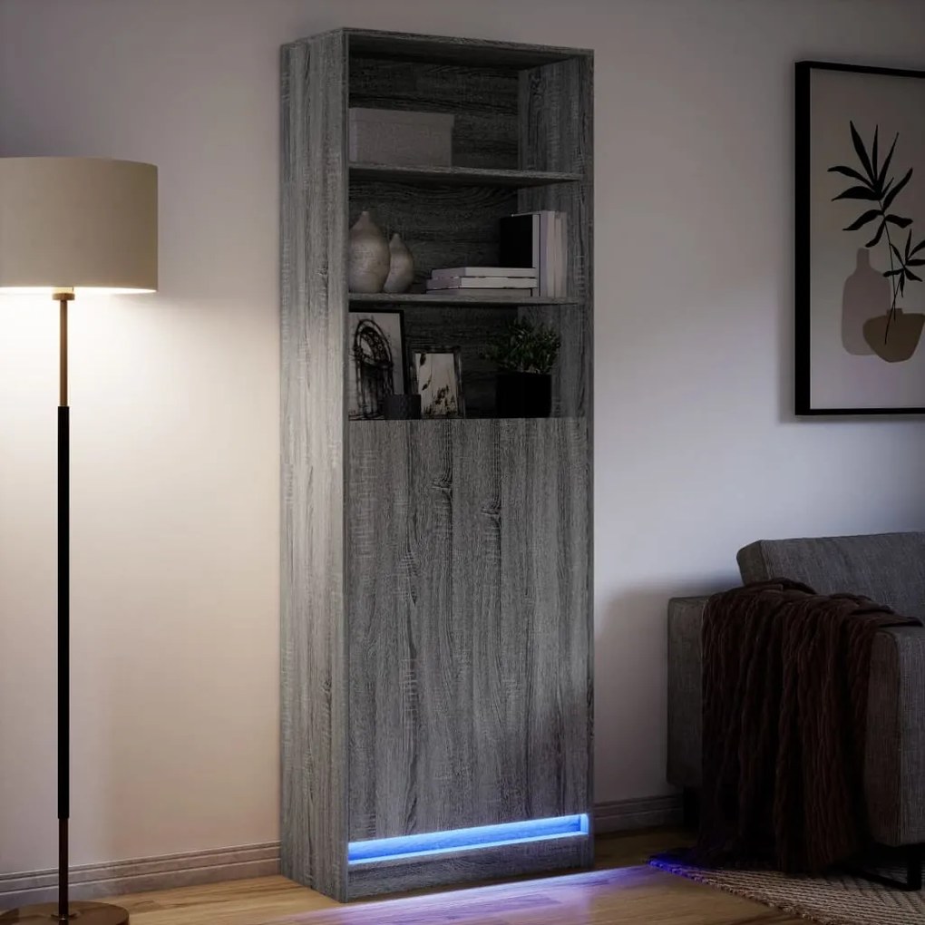 Skříň highboard s LED šedá sonoma 69 x 32,5 x 200 cm kompozit 3307910