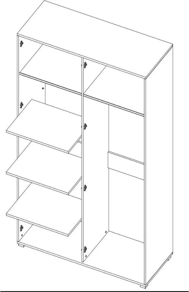 Šatní skříň OSLI 1 | se zrcadlem | 120 cm | bílá/černá