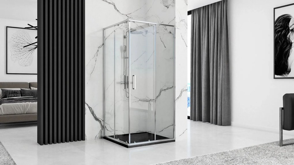 Rea Grand Black, sprchová vanička z minerálního kamene 90x90x3, 5 cm, REA-K4595