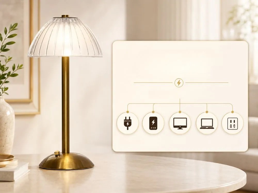 Verk Group Bezdrátová led noční stolní lampy do ložnice s usb-c a 3 barvami světla