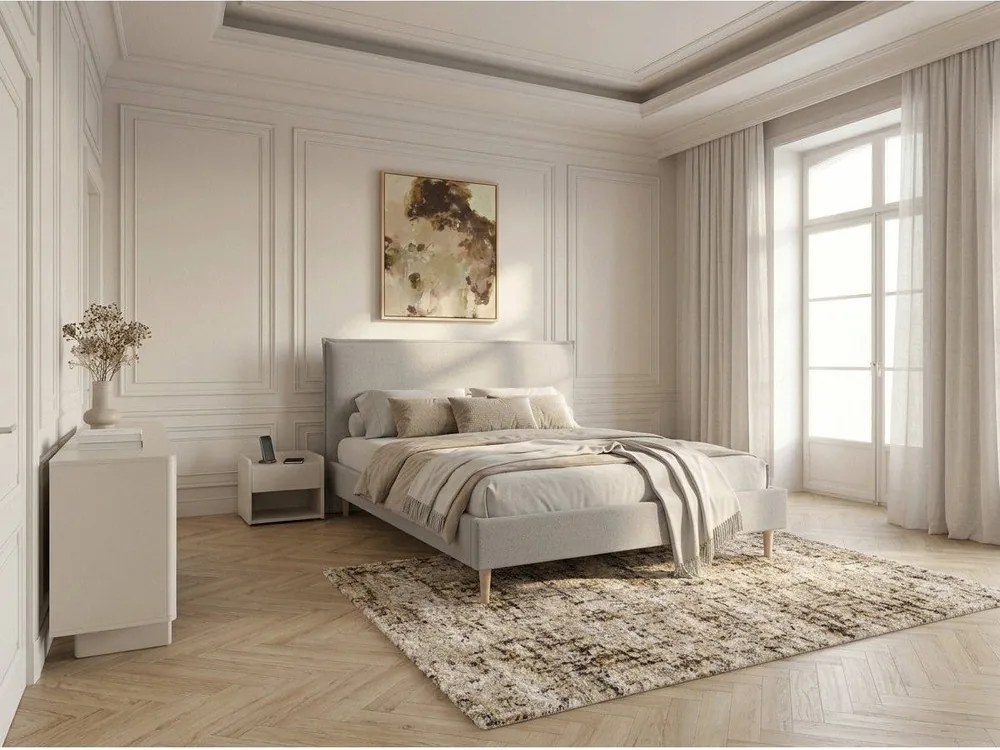 Béžová čalouněná dvoulůžková postel s roštem 160x200 cm Sary – Bobochic Paris