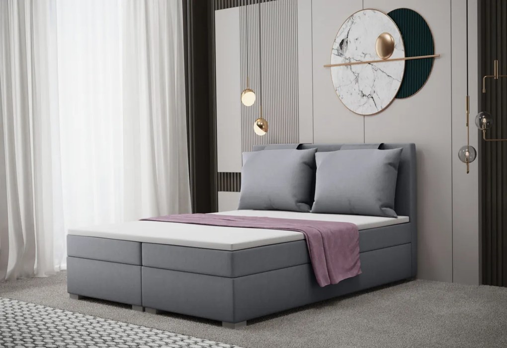 Čalouněná postel boxspring TERAMO + topper, 140x200, soro 93