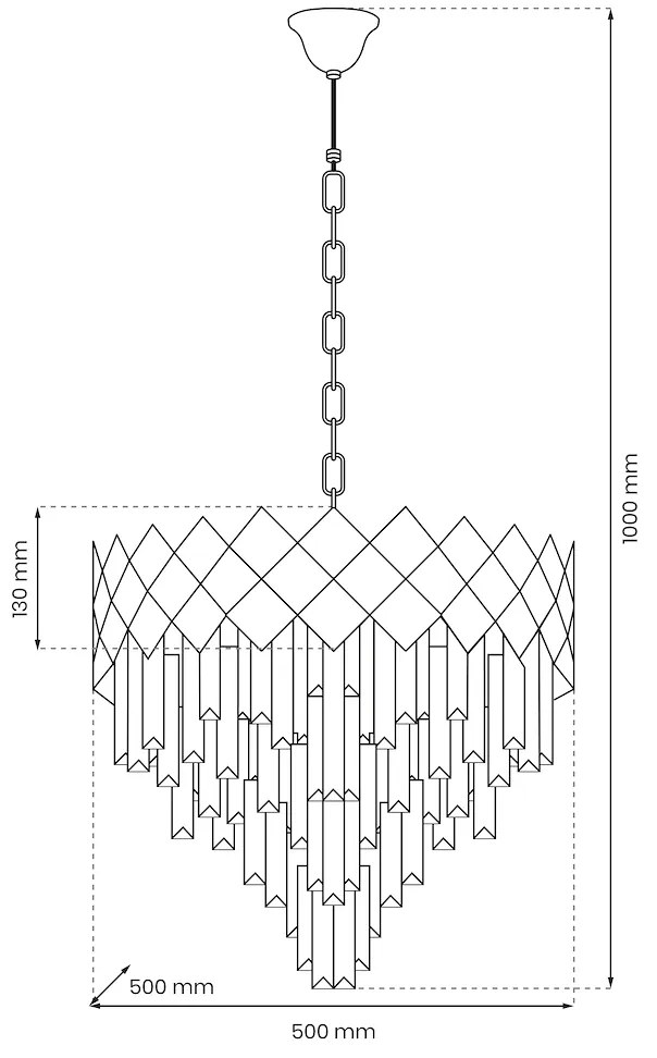 Lustr Carisma II, 1x křišťálové/chromové kovové stínítko, (fi 50cm), ch