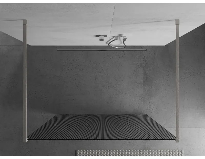Mexen Kioto, sprchová zástěna Walk-In 100 x 200 cm, 8mm sklo s žebrovým vzorem, broušená ocel profil, 800-100-002-97-09