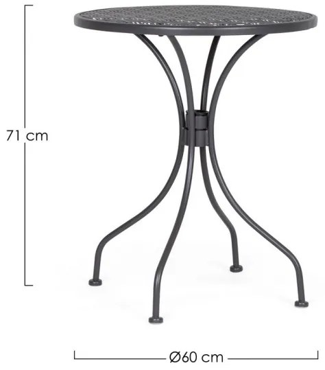 BIZZOTTO kulatý zahradní kovový stůl LIZETTE antracit ø60 cm 0802973