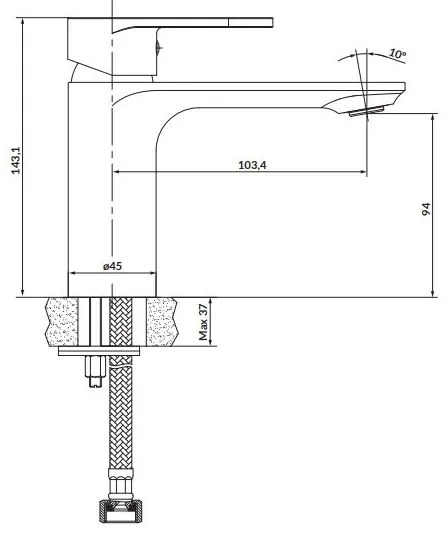Cersanit S951-331 - Umyvadlová baterie CREA 14,3 cm černá