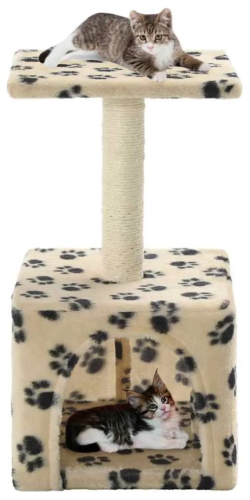 Škrabadlo pro kočky sisalové sloupky 55 cm béžové s potiskem 170540