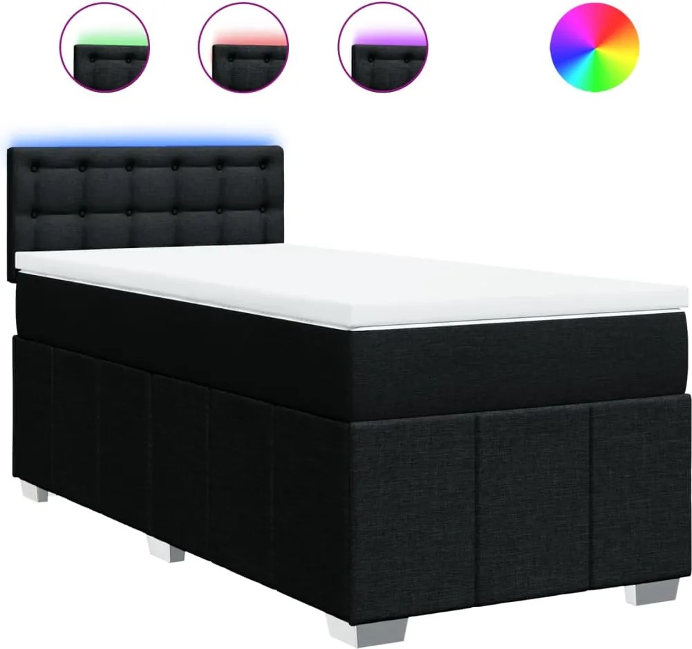 Box spring postel s matrací černá 100 x 200 cm textil 3289295