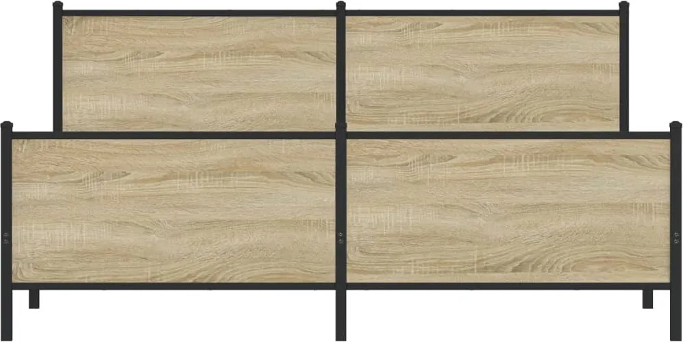 Kovový rám postele bez matrace dub sonoma 193 x 203 cm 3301366