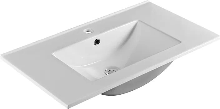 Mereo, Mereo Mailo, koupelnová skříňka s keramickým umyvadlem 81 cm, dub Riviera, elox AL madlo, MER-CN521A