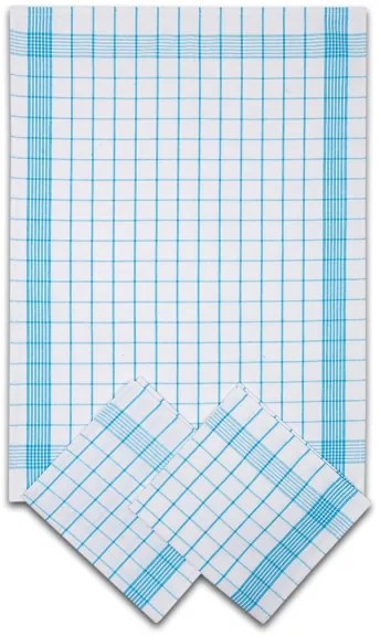 SVITAP sleep well Kuchyňské utěrky z egyptské bavlny – Negativ Bílá / tyrkysová 50x70 cm, 3 ks