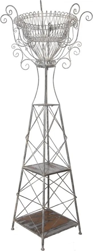 Šedý antik kovový stojan na květinu Brocante - 89*89*230 cm