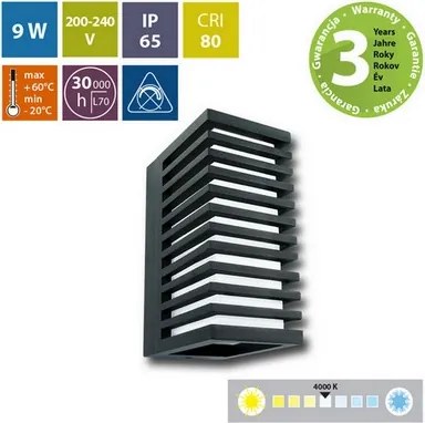LED svítidlo McLED Corona V, 9W, 4000K neutrální bílá, IP65, černá ML-513.021.19.0