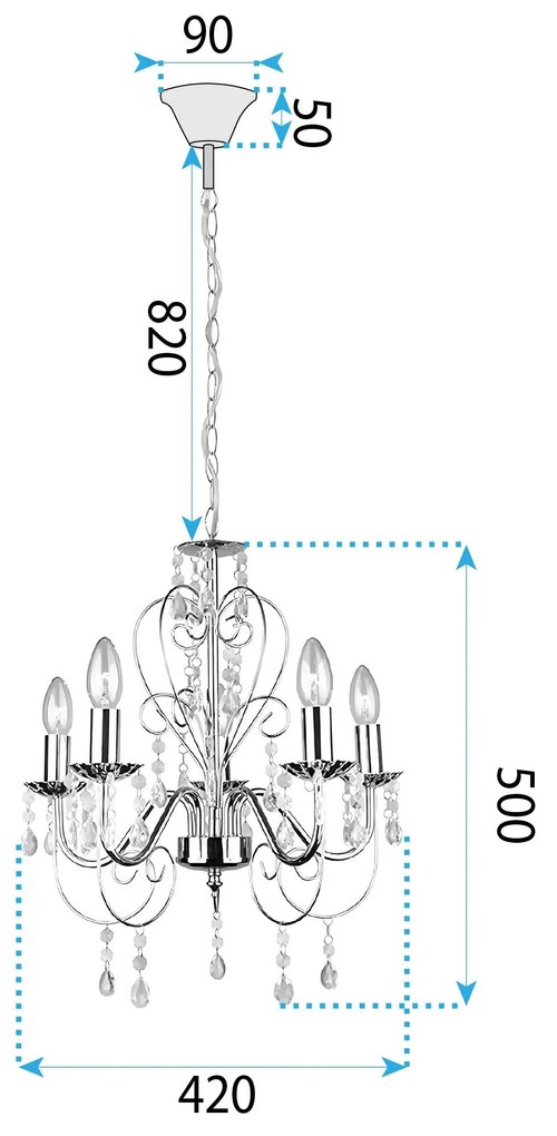 Toolight Závěsné osvětlení Retro D80 EBT010-5CP černé