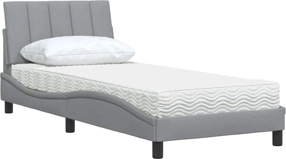 Postel s matrací Hanko světle šedá 90 x 200 cm textil 3310503