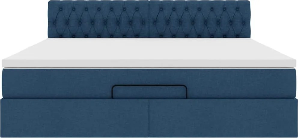 Osmanský rám postele s matrací modrá 180x200cm textil 3311566