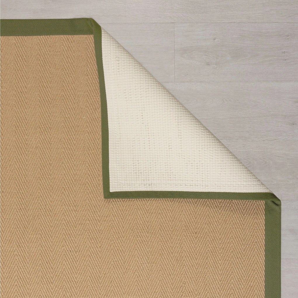 Kusový koberec Herringbone Border Kira Green, 120x170, béžová, chodba / predsieň, Flair Rugs