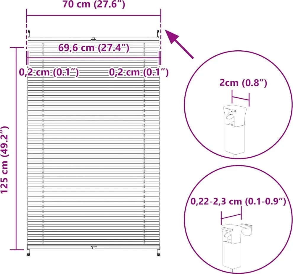 vidaXL Plisované žaluzie / rolety Plisse 70 x 125 cm - [240598] Barva: krémová