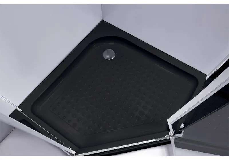BPS-koupelny Pětiúhelníkový sprchový kout HYD-PK91A 80x80 cm chrom/transparent + vanička HYD-PSV-SXL07A černá