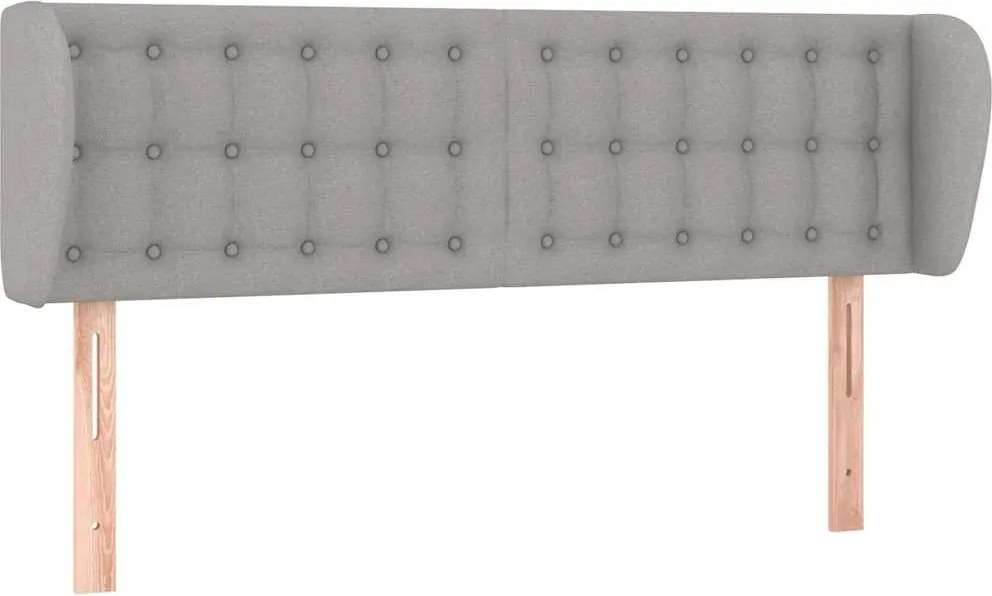 Čelo postele typu ušák světle šedé 147x23x78/88 cm textil 3117576