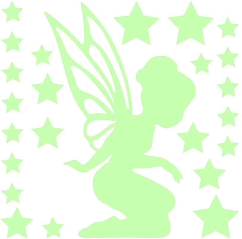 Svítící samolepka Ambiance Fairy With Small Stars