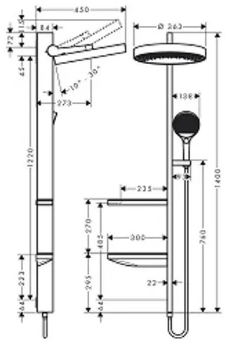 Hansgrohe Rainfinity Sprchový systém Showerpipe 360 1jet s podomítkovou instalací matná bílá 26842700